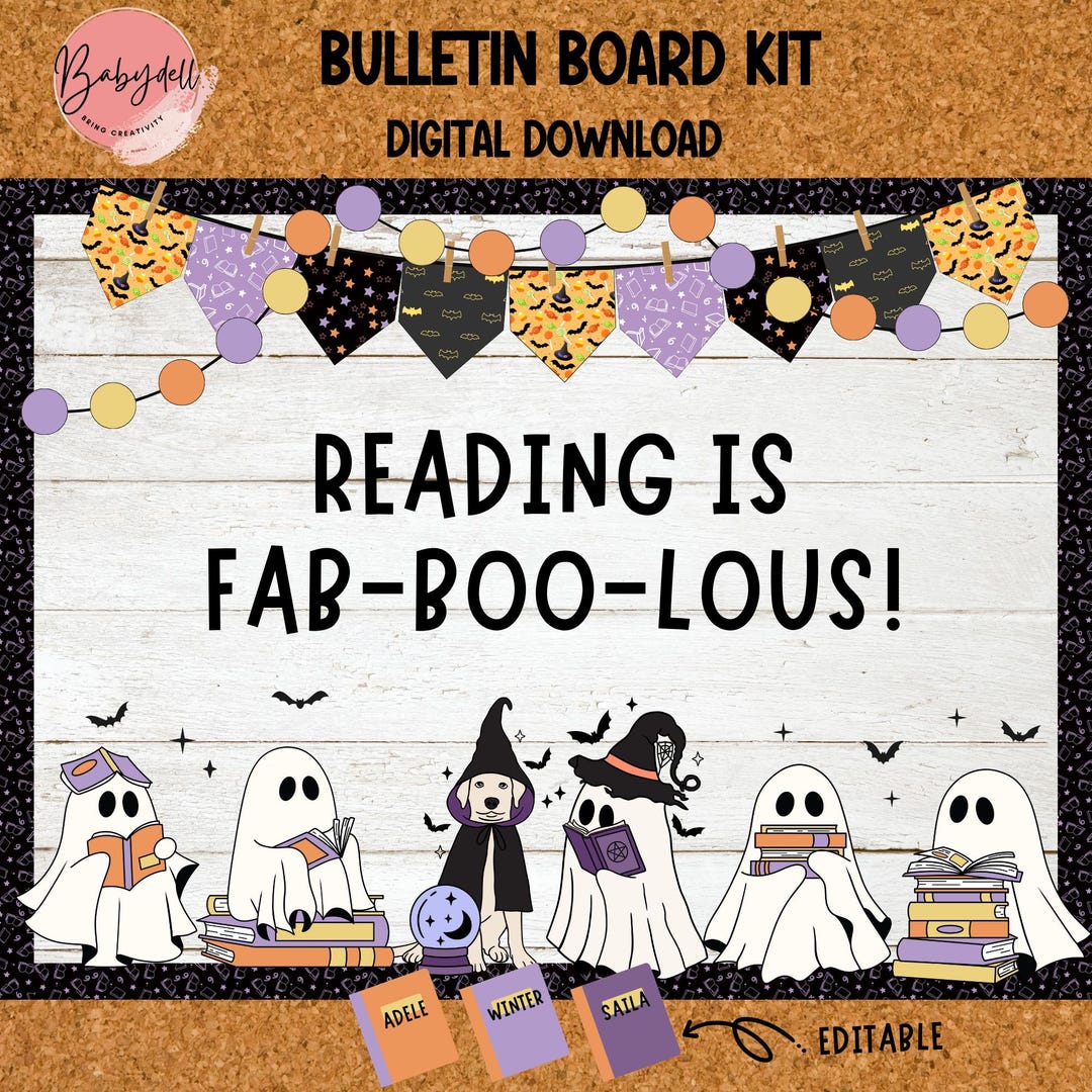 Spooky Reading Halloween Bulletin Board Kit: Editable Classroom Decor ...