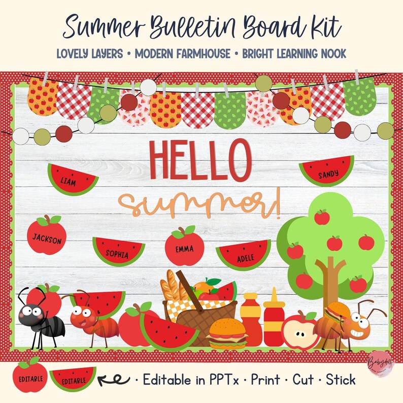 Summer Picnic Bulletin Board Kit Ant Christian Classroom Decor ...