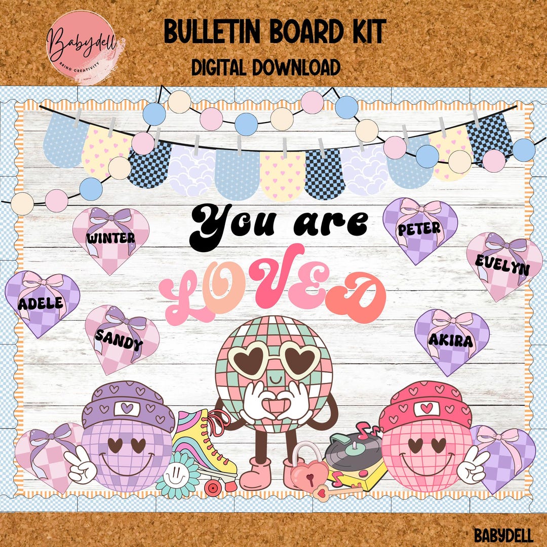 Groovy Valentine’s Bulletin Board Decor | February Classroom Board ...