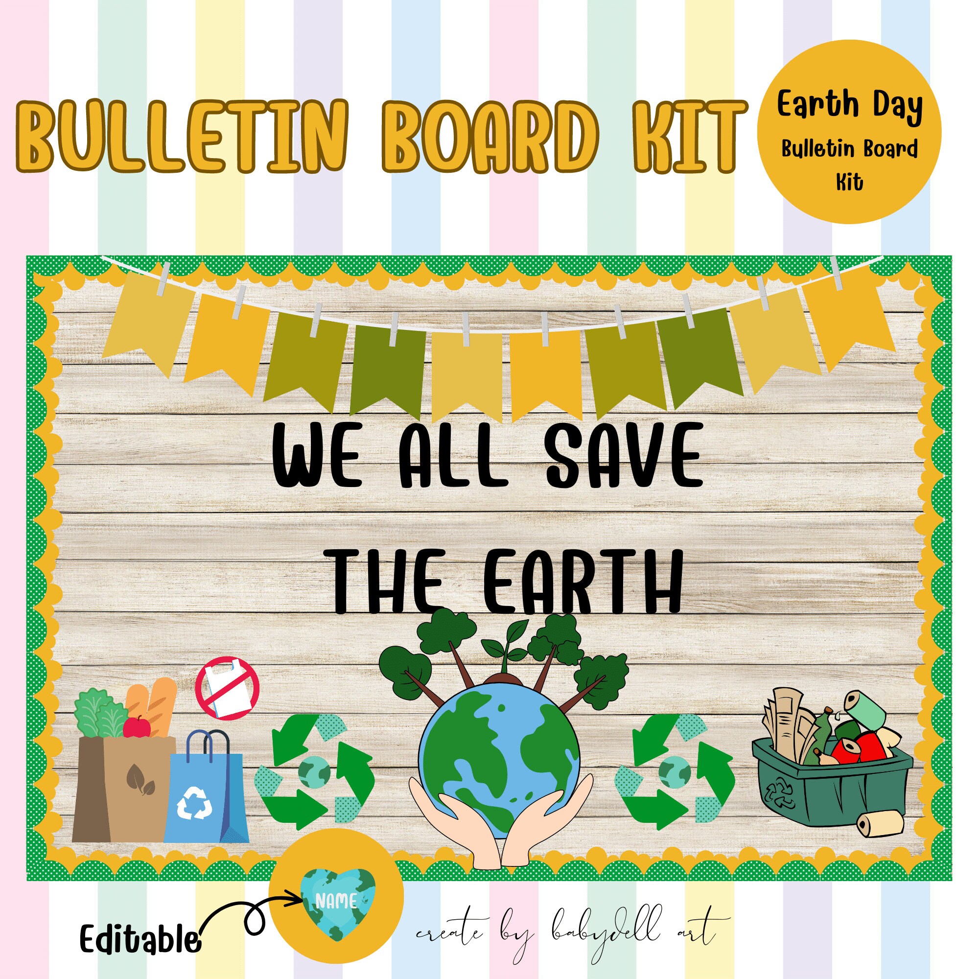 Earth Day Bulletin Board Classroom Display Door Decor Kit, REDUCE REUSE ...
