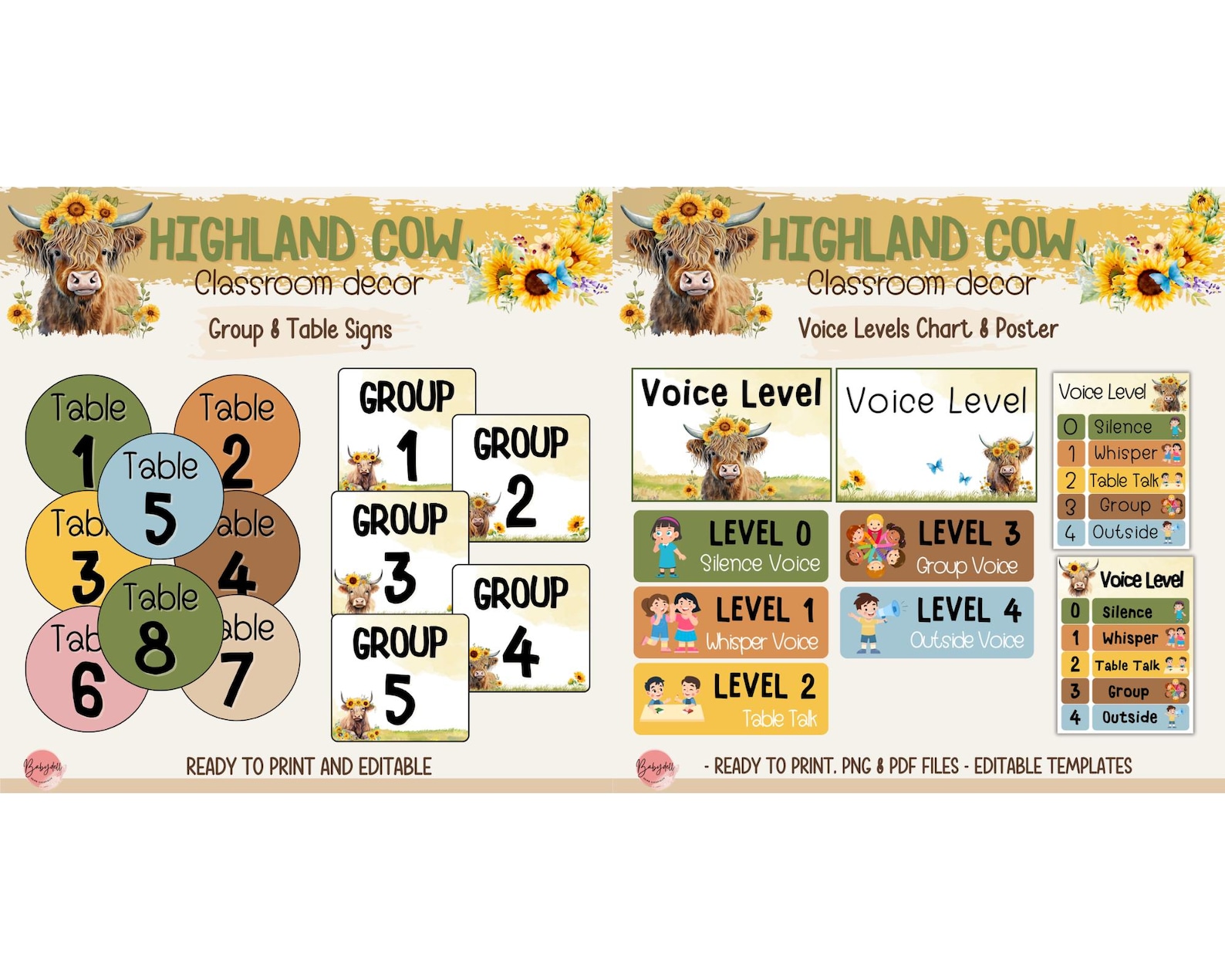 Highland Cow Classroom Decor Bundle: Modern Farmhouse Theme (digital ...