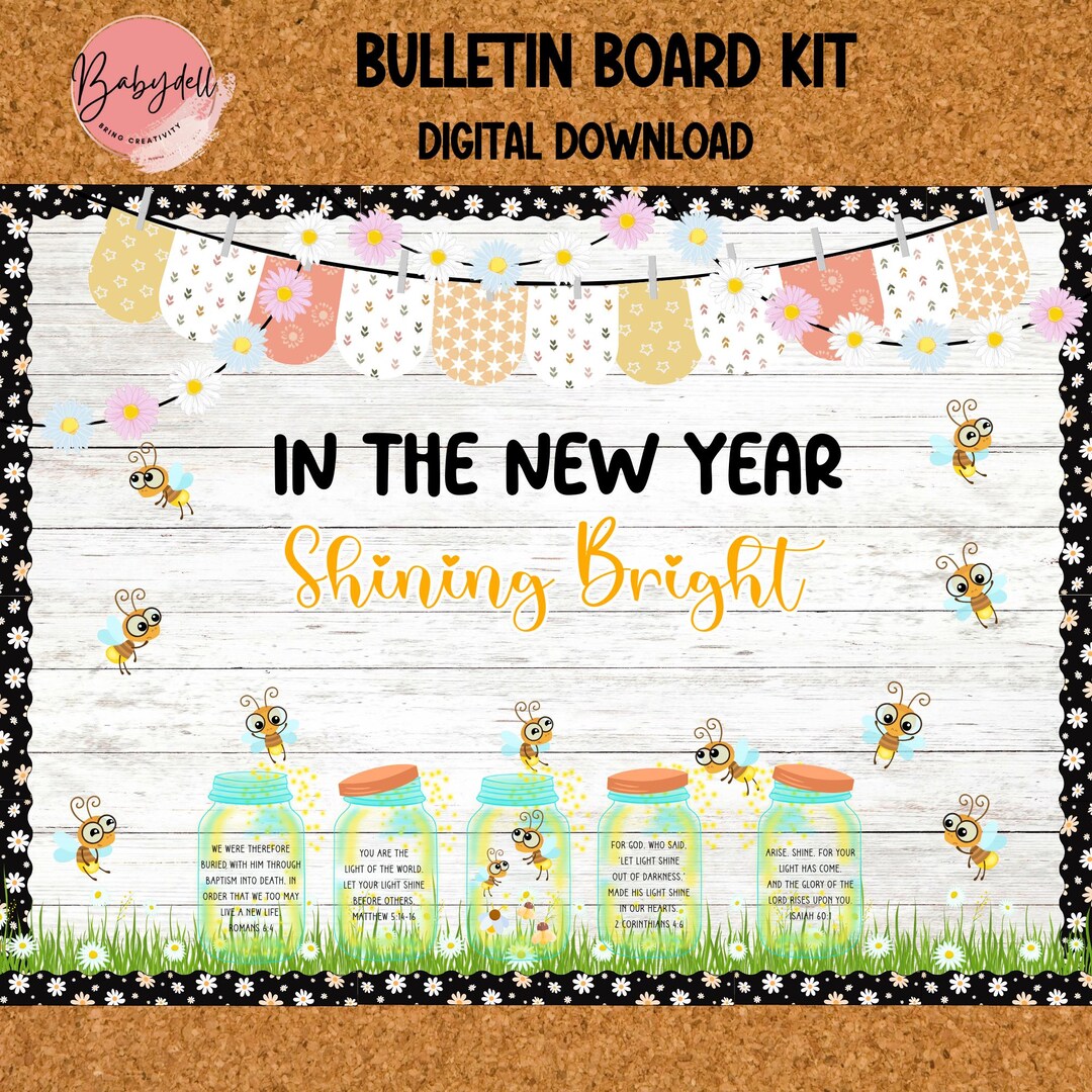 New Year Bulletin Board Kit: Shining Bright Bible Verse (digital ...