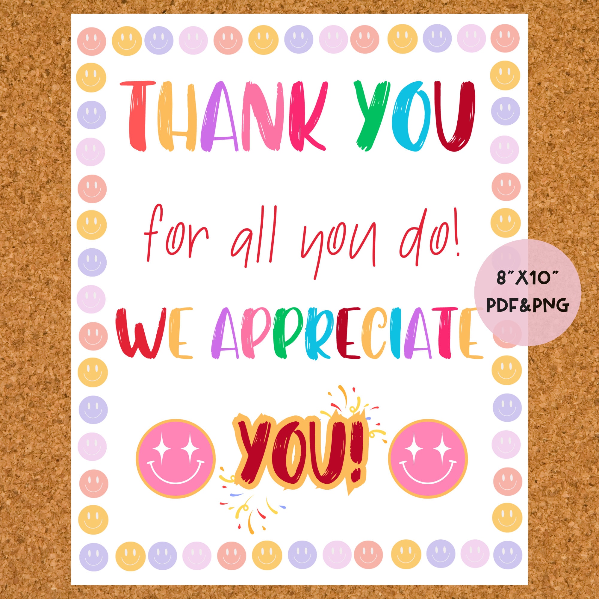 Thank You Sign Printable Teacher Nurse Staff Appreciation Sign ...