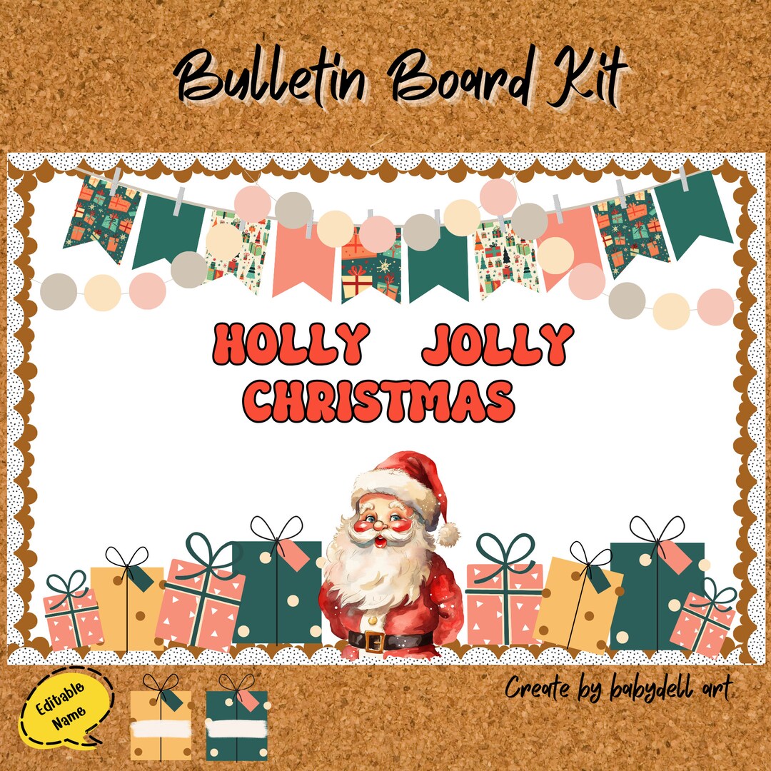 Christmas Retro Bulletin Board Kit | Classroom Decor | HOLLY CHRISTMAS ...