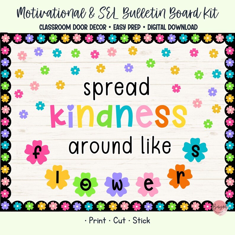 Spring Bulletin Board Kit Kindness Classroom Decor Flower Printable - Etsy