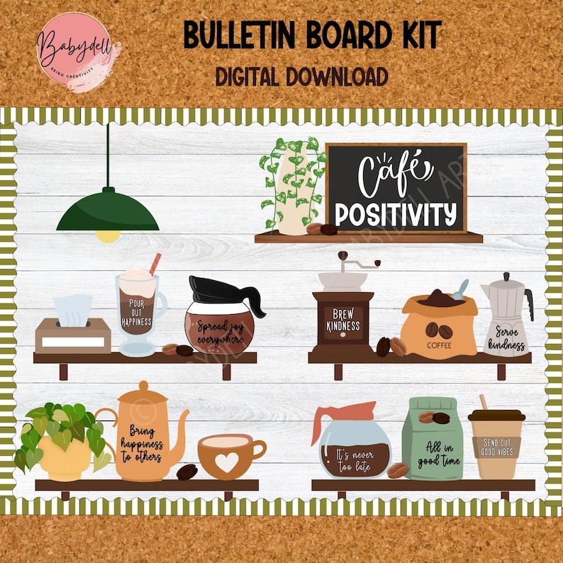 Cafe of Kindness Bulletin Board Kit: Coffee Theme Classroom Decor ...