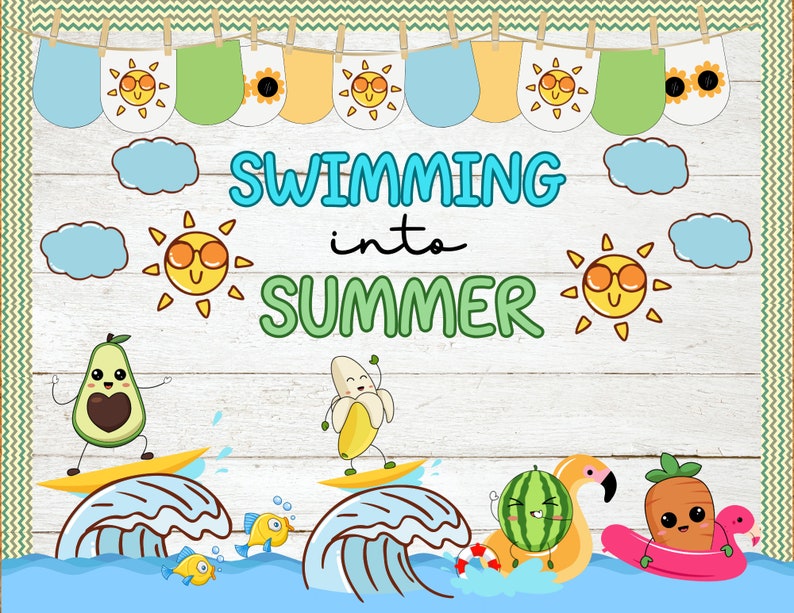 Swimming Into Summer Bulletin Board Kit Ocean Themed Classroom Decor ...