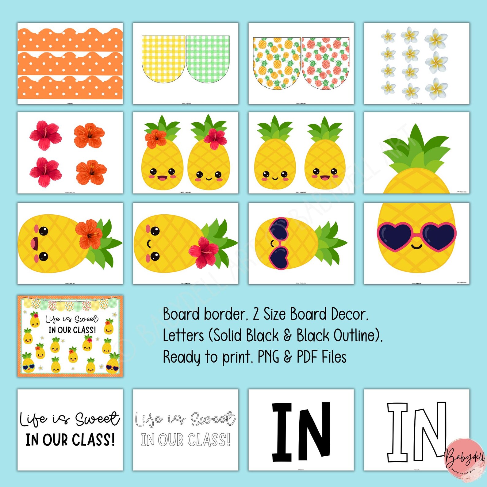 Pineapple Classroom Bulletin Board Kit: Summer Decor - Etsy