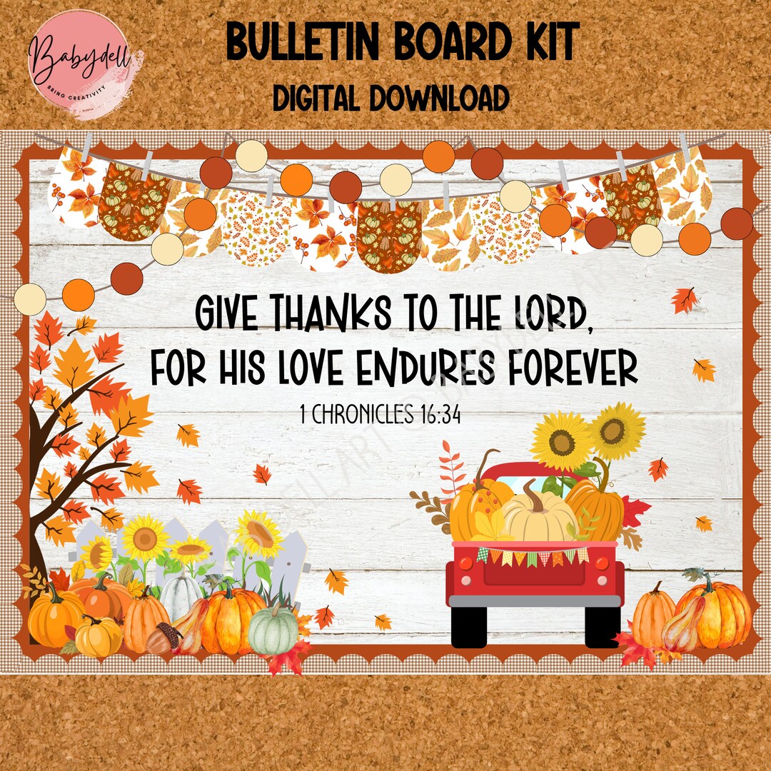 Printable Thanksgiving Bulletin Board Kit With Bible Verse for a ...