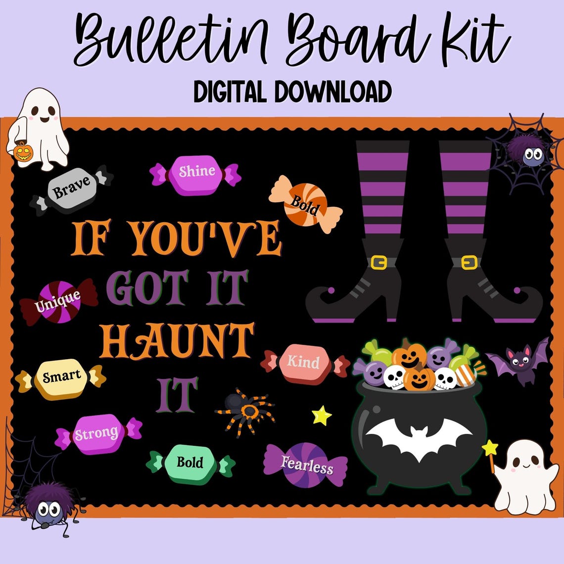 Halloween Bulletin Board Kit: Positive Classroom Decor (digital ...