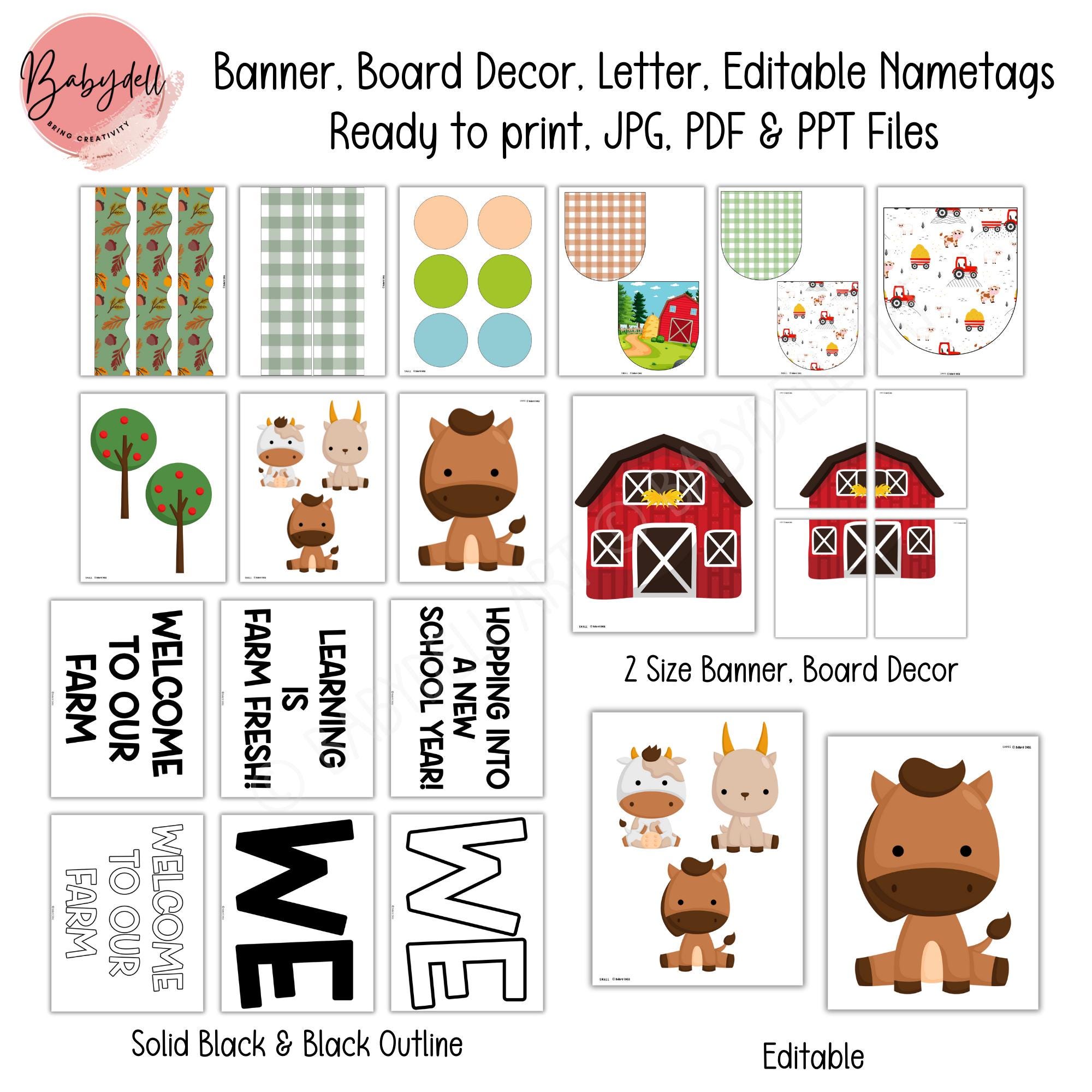 Farm Animals Bulletin Board Kit: Printable Classroom Decor (PDF, PNG ...
