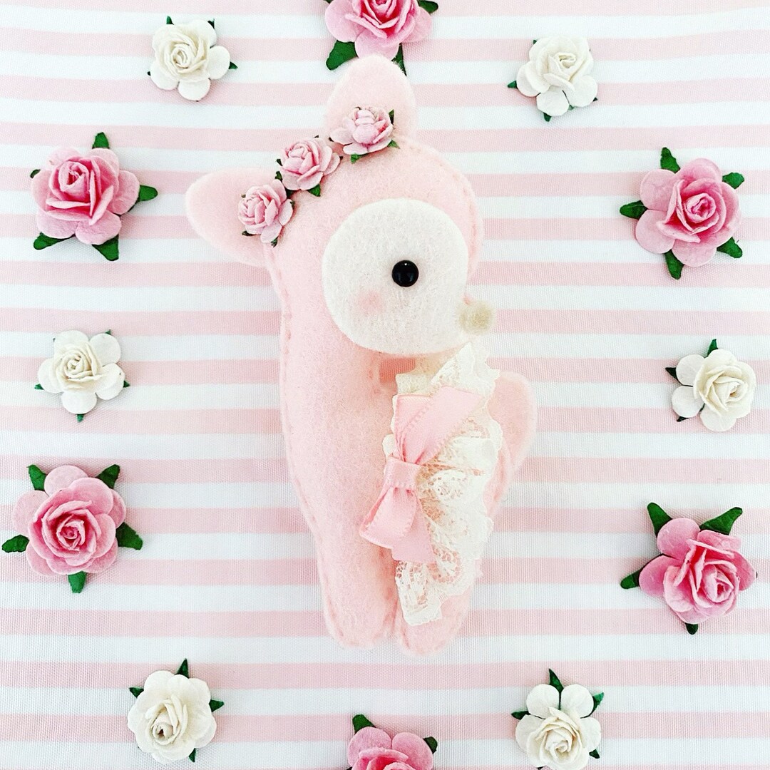 Pink Felt Plush Fawn, Felt Fawn Woodland Nursery Decor, Pink Fawn ...