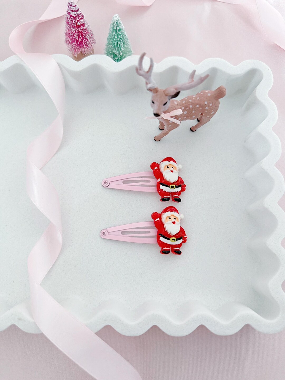 Adorable Festive Santa Christmas Hair Clips - Etsy