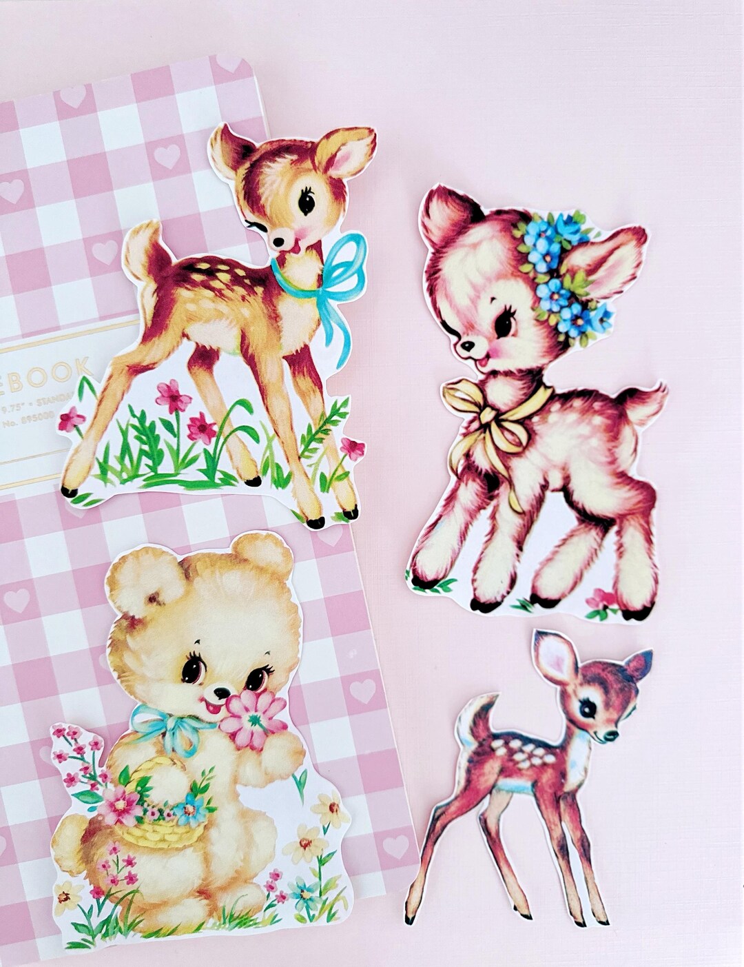 Retro Animal Deer Bear Craft Stickers - Large Size 4 Pcs - Etsy