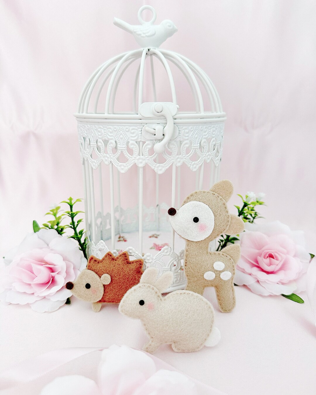 Felt Woodland Animal Plushie Set, Woodland Deer, Bunny & Hedgehog Felt ...