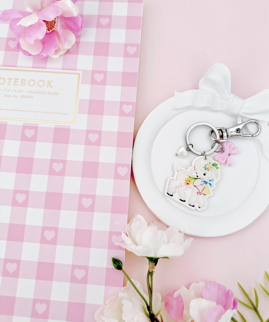 Cute Kitsch Baby Lamb Charm Keychain - Etsy