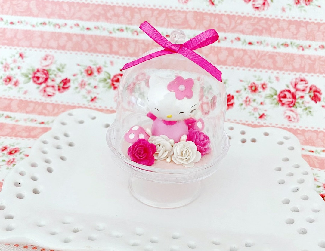 Pink Hello Kitty Cupcake Stand Terrarium, Hello Kitty Miniature Decor ...