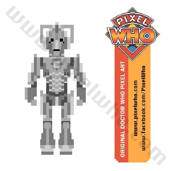 Pixel 8 Bit Doctor Who Cyberman Sticker - Etsy