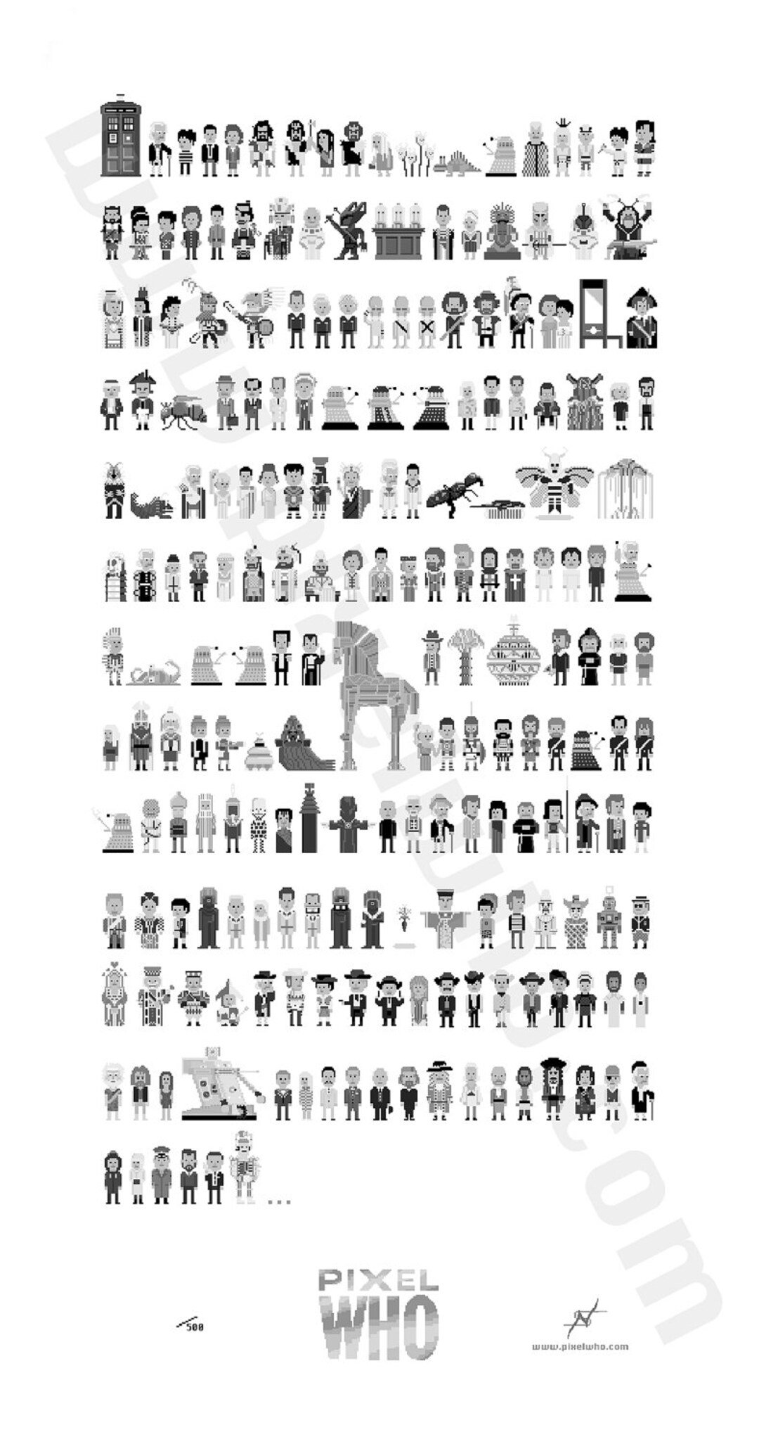Pixel 8 Bit 1st Doctor Who Poster - Etsy UK