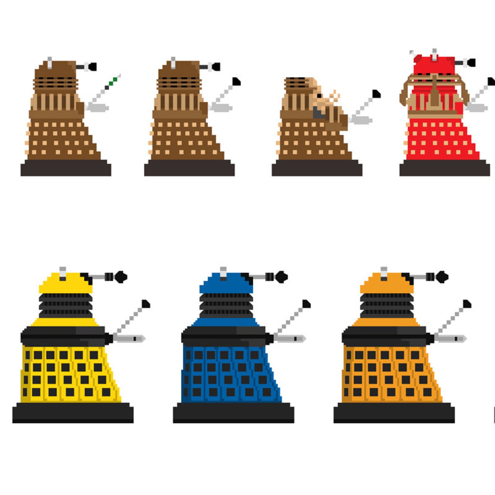 UPDATED Pixel 8 Bit Every Dalek Ever Poster - Etsy UK
