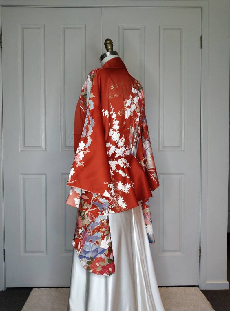 Beautiful Red Kimono Jacket With Floral Print - Etsy