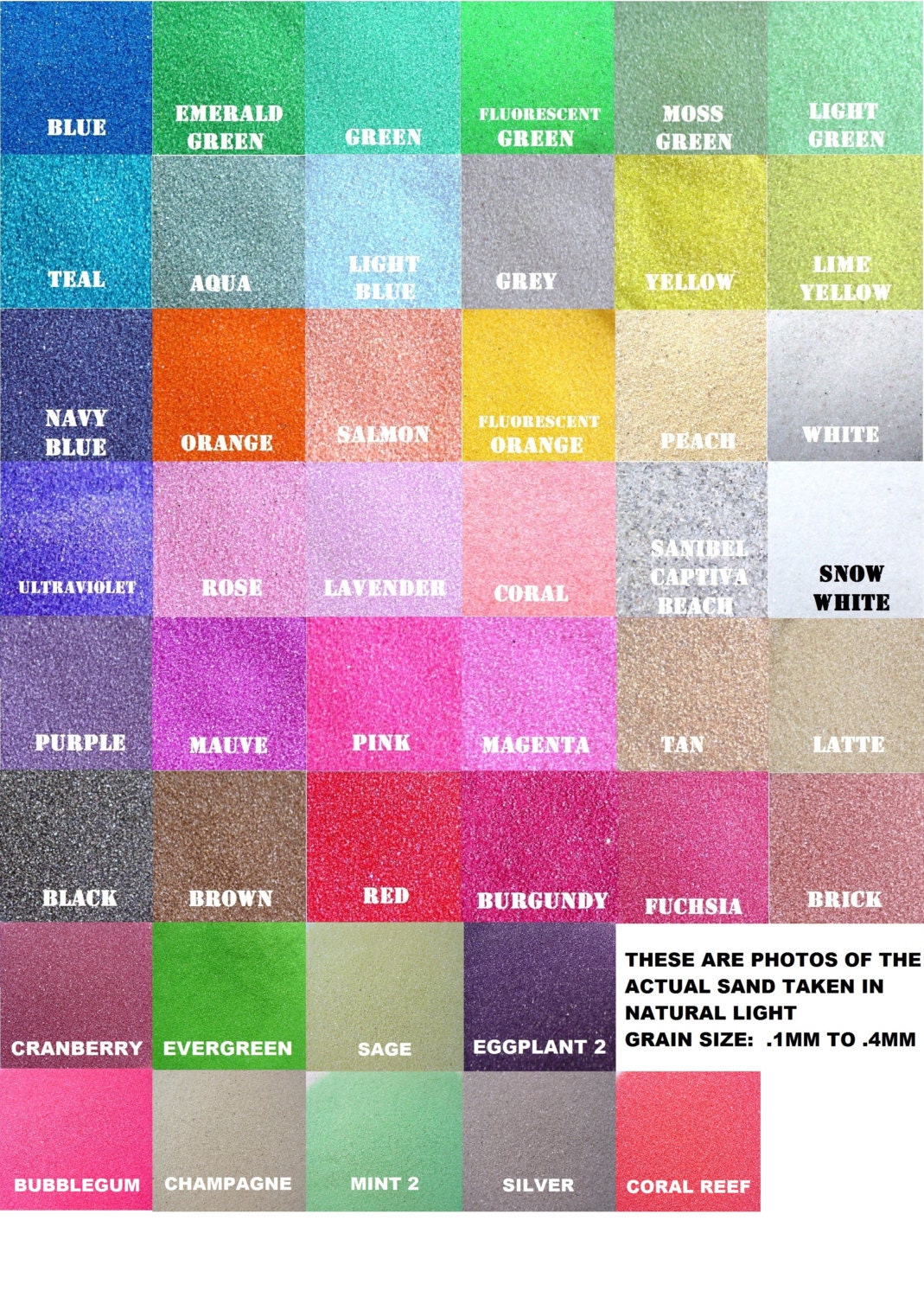 1/2lb (3/4 Cup) Bags Colored Sand "125+ Colors Available" for Unity ...