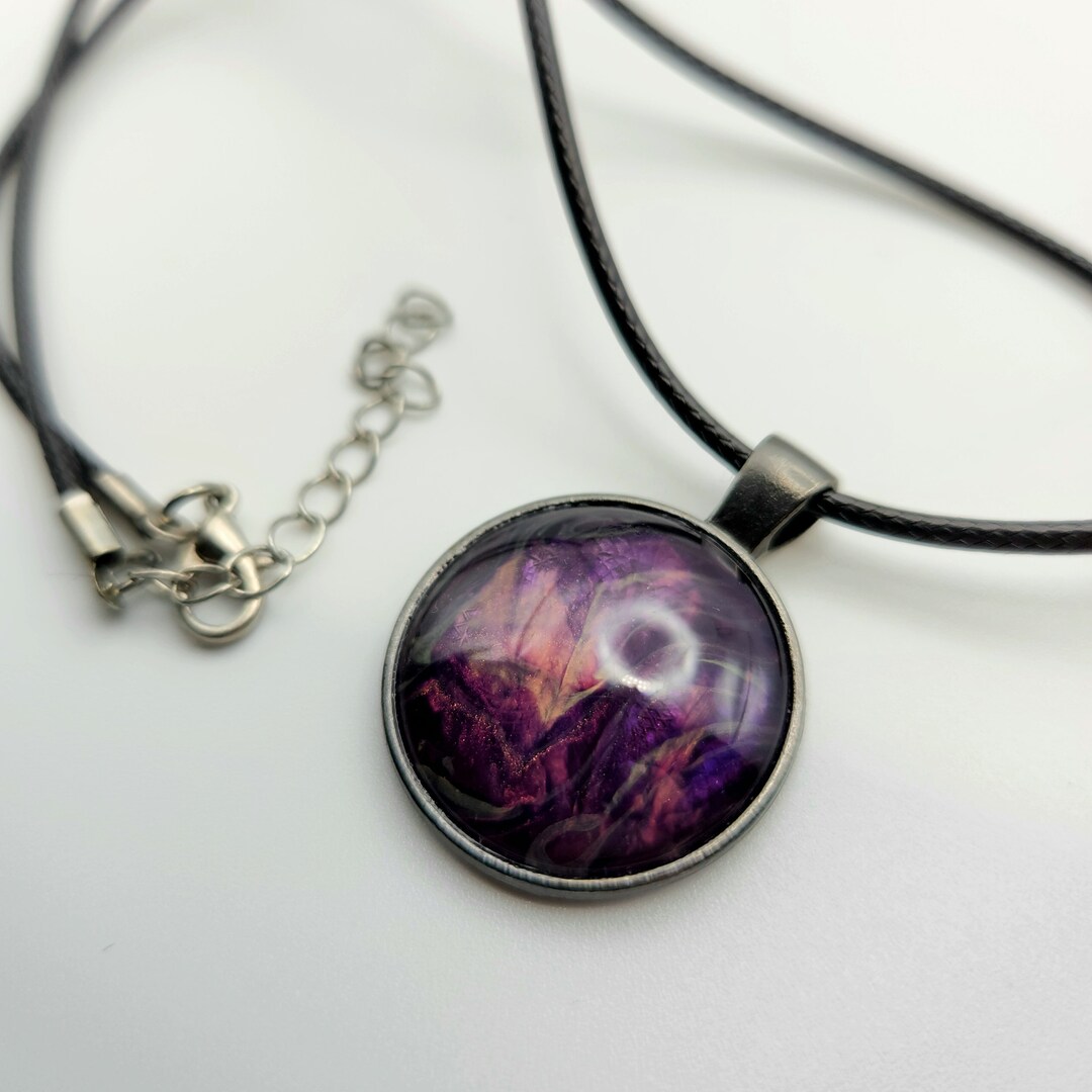 Touchstone Pendant - Antique Silver B - Hand Painted Glass Bezel ...