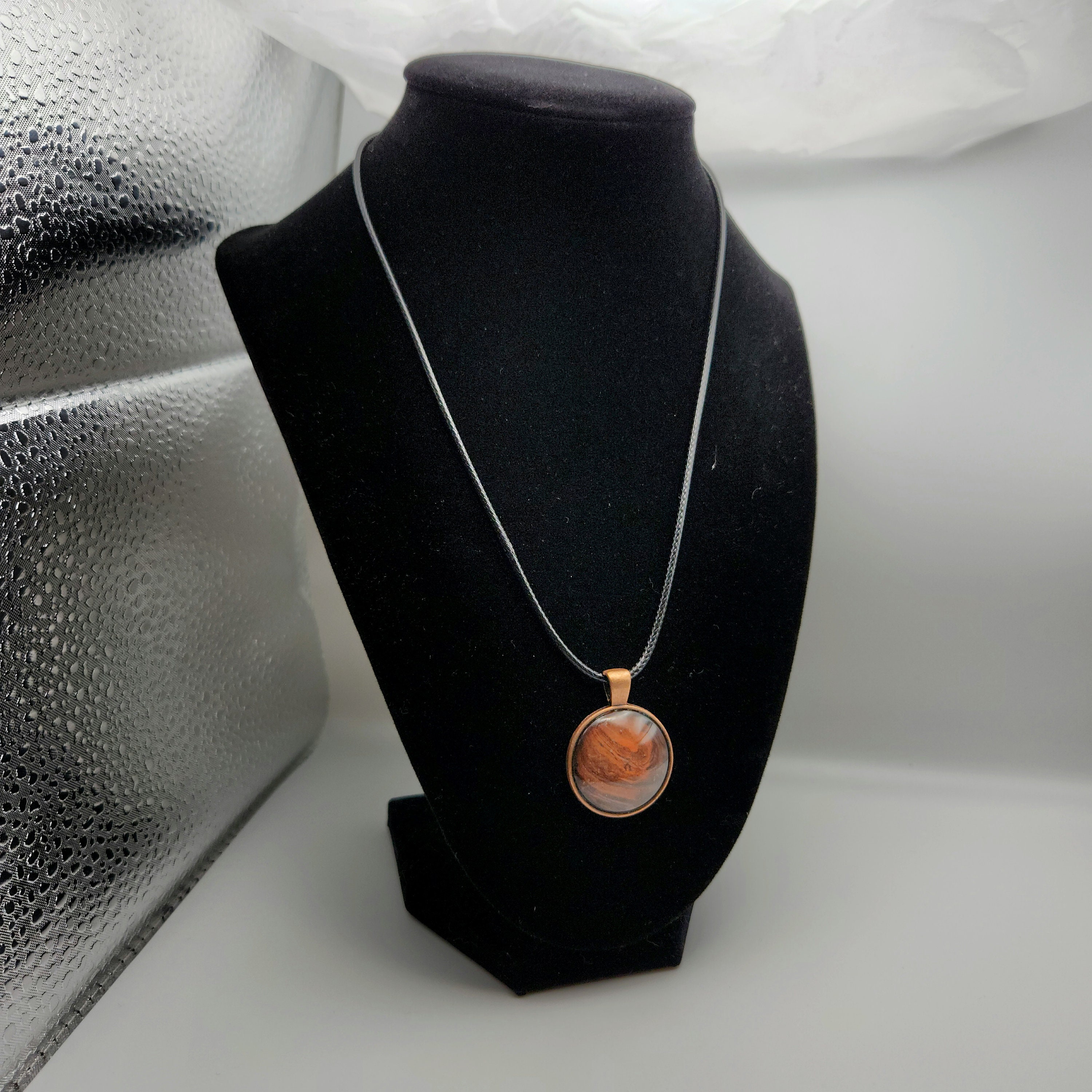 Touchstone Pendant Copper A Hand Painted Glass Bezel Necklace Custom ...