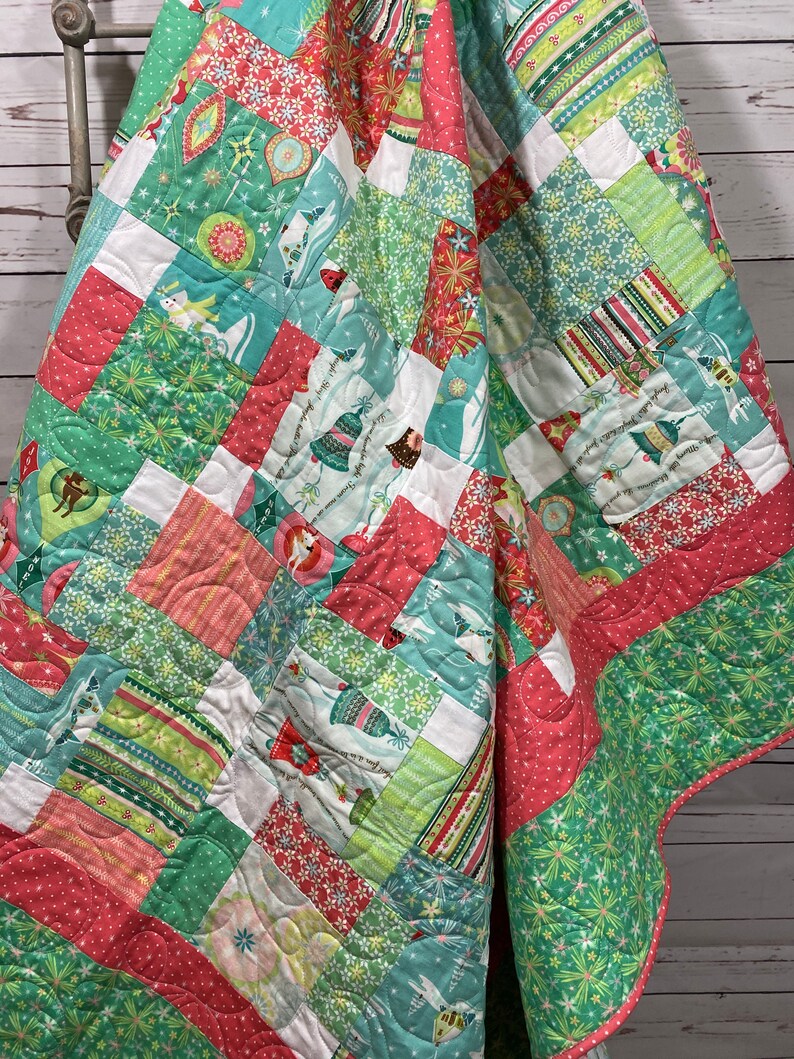 Christmas Throw Quilt Handmade Patchwork Blanket - Etsy