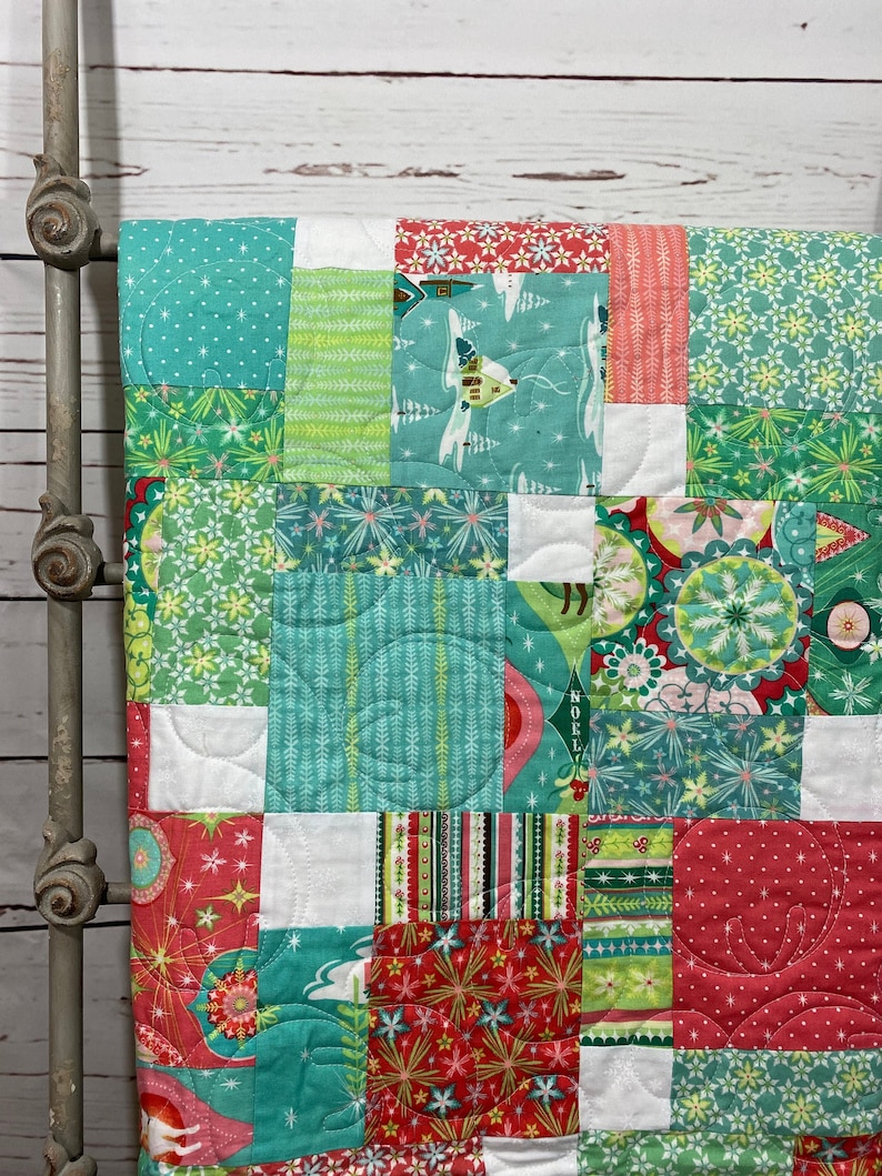 Christmas Throw Quilt Handmade Patchwork Blanket - Etsy