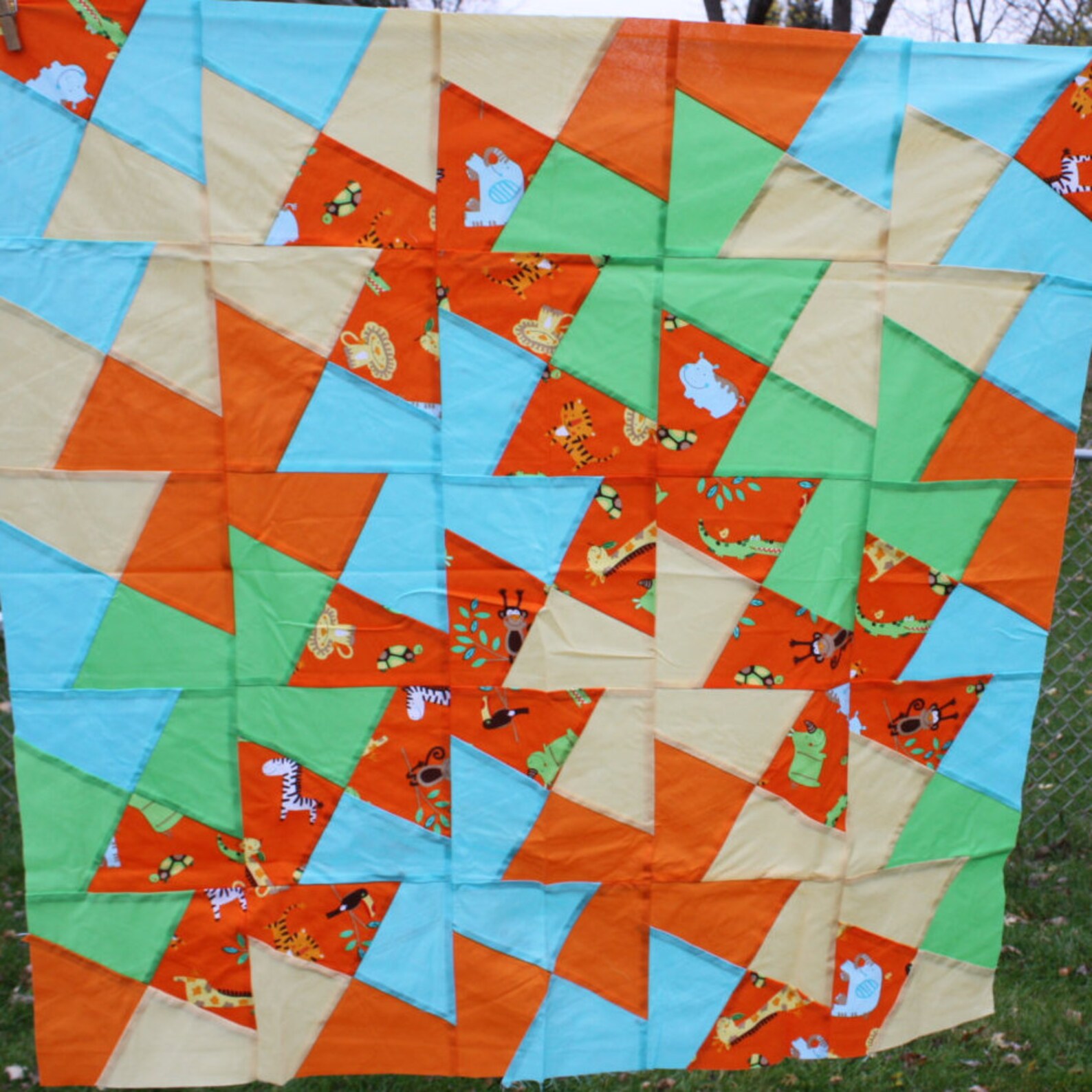 Unfinished Quilt Top Ready to Quilt Lap Throw Baby Quilt Blanket Orange ...