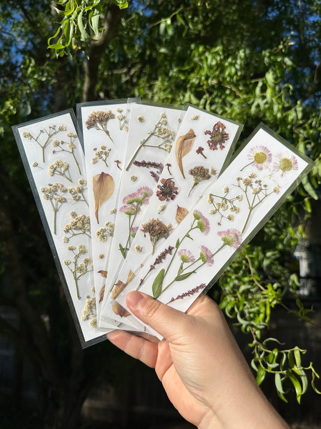 Pressed Flower Laminated Bookmark | Real Dried Flowers | Gift for Book ...