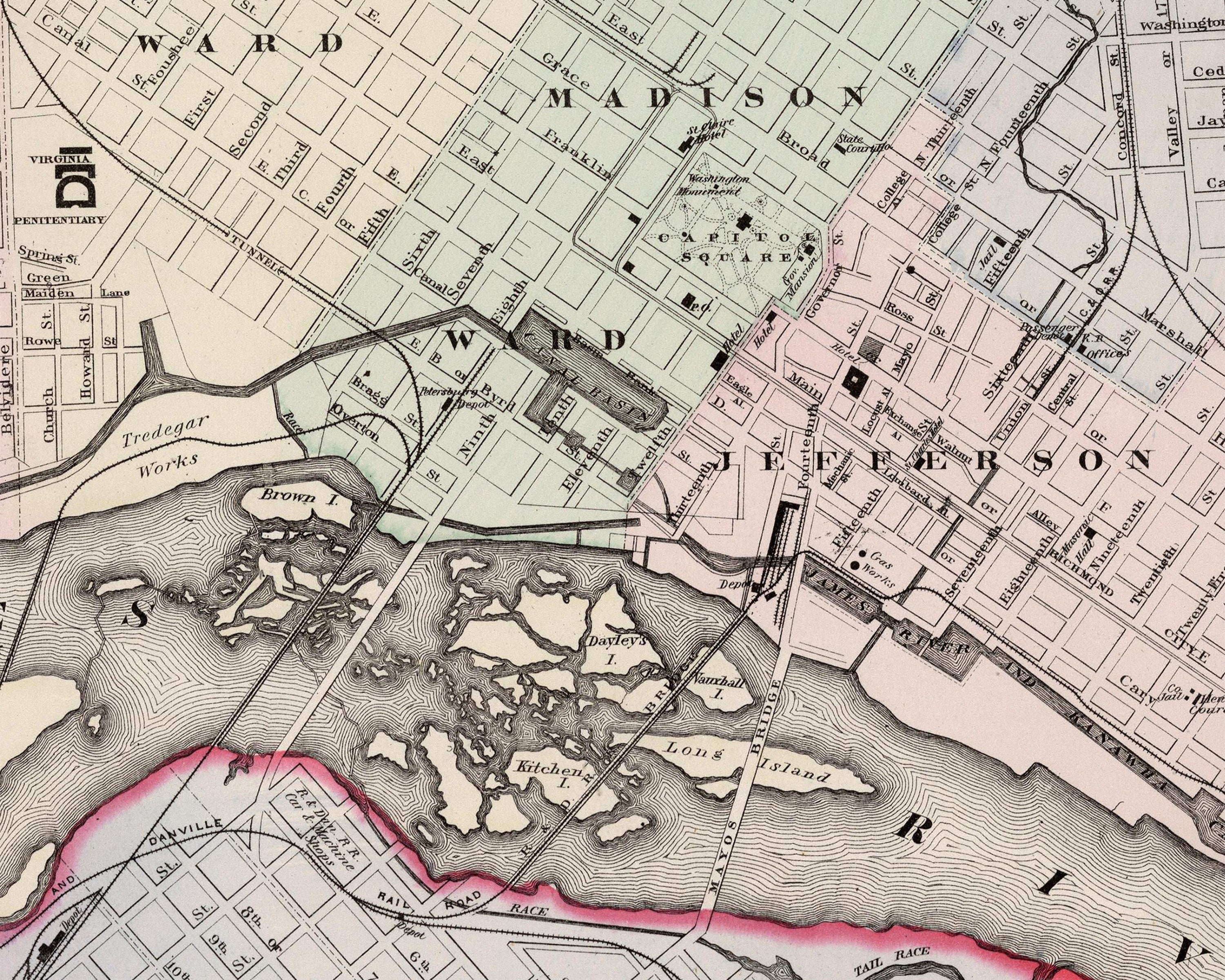 1876 Richmond Vintage Map Canvas Print - Etsy