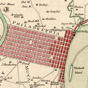 1777 Philadelphia Vintage Map Canvas Print - Etsy