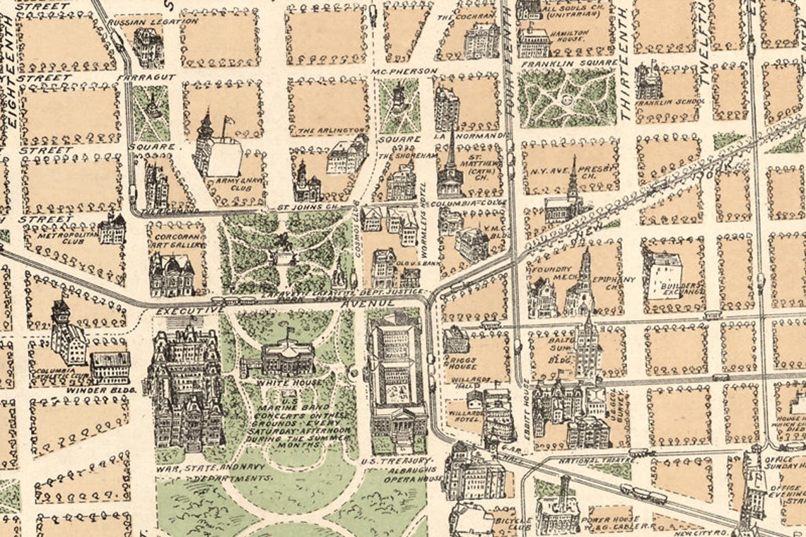 1892 Washington DC Vintage Map Canvas Print - Etsy