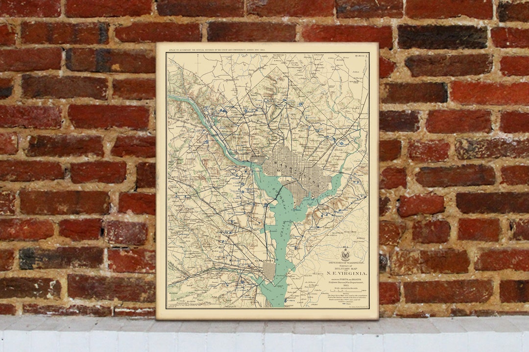 1865 Washington DC Vintage Map Canvas Print - Etsy