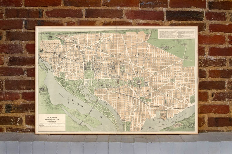 1892 Washington DC Vintage Map Canvas Print - Etsy