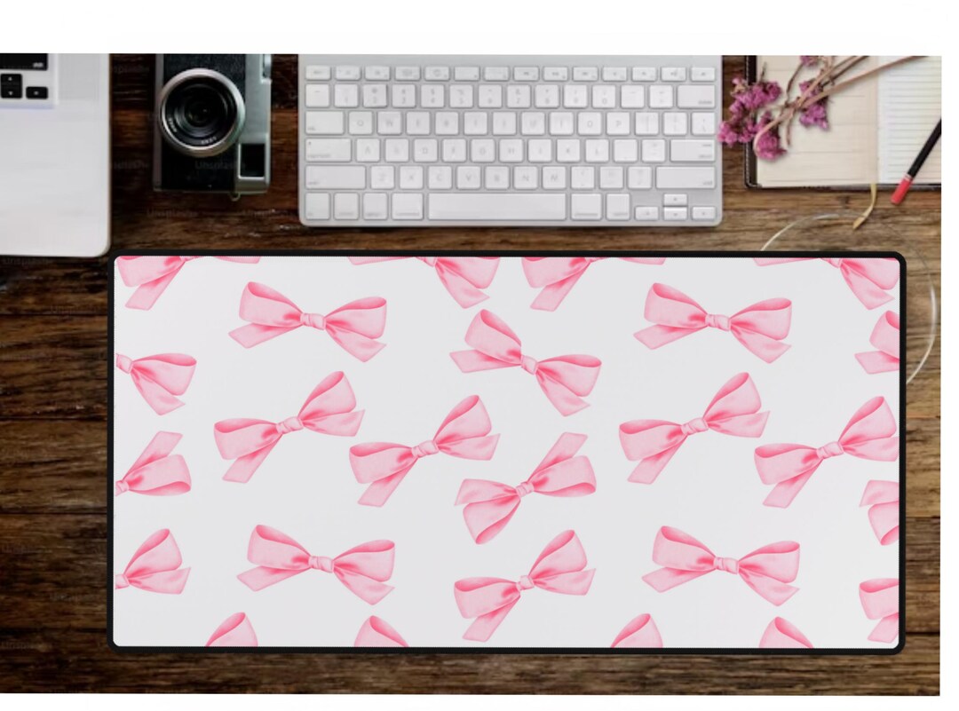 Pink Bow Coquette Desk Mat. Coquette Bow Decor Mat. Pink Bow Coquette ...