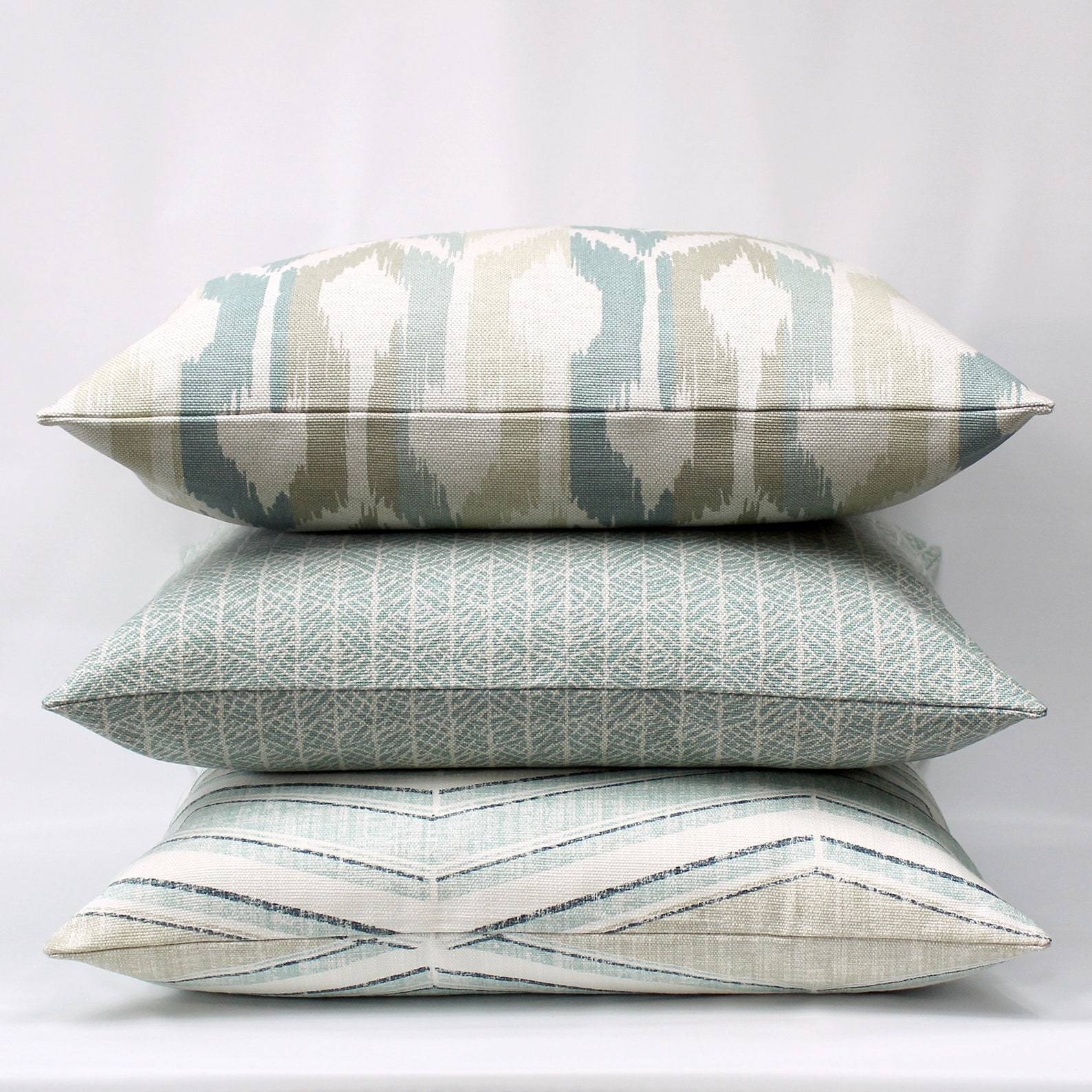 Aqua Throw Pillow Cover, Aqua Stripe Pillow, Neutral Pillow Cover ...