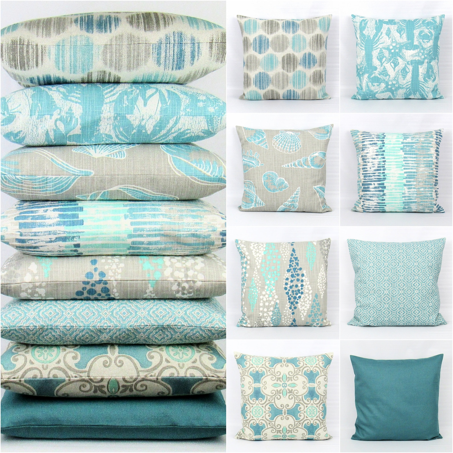 Aqua Pillow Cover Aqua Stripe Pillow Aqua Throw Pillow Aqua - Etsy