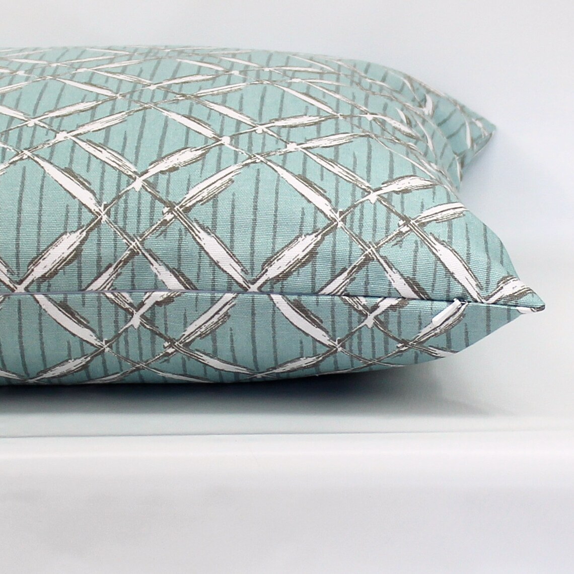 Aqua Throw Pillow Cover Aqua Pillow Lattice Pillow Seaglass - Etsy