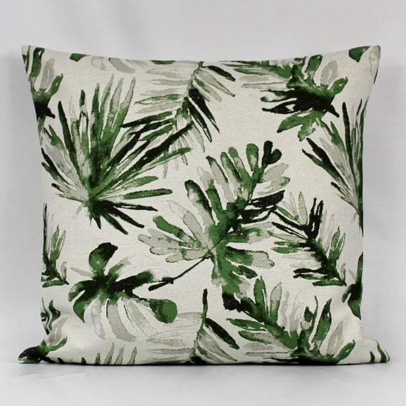 Green Palm Tree Pillow Cover Tropical Pillow Coastal Pillow | Etsy