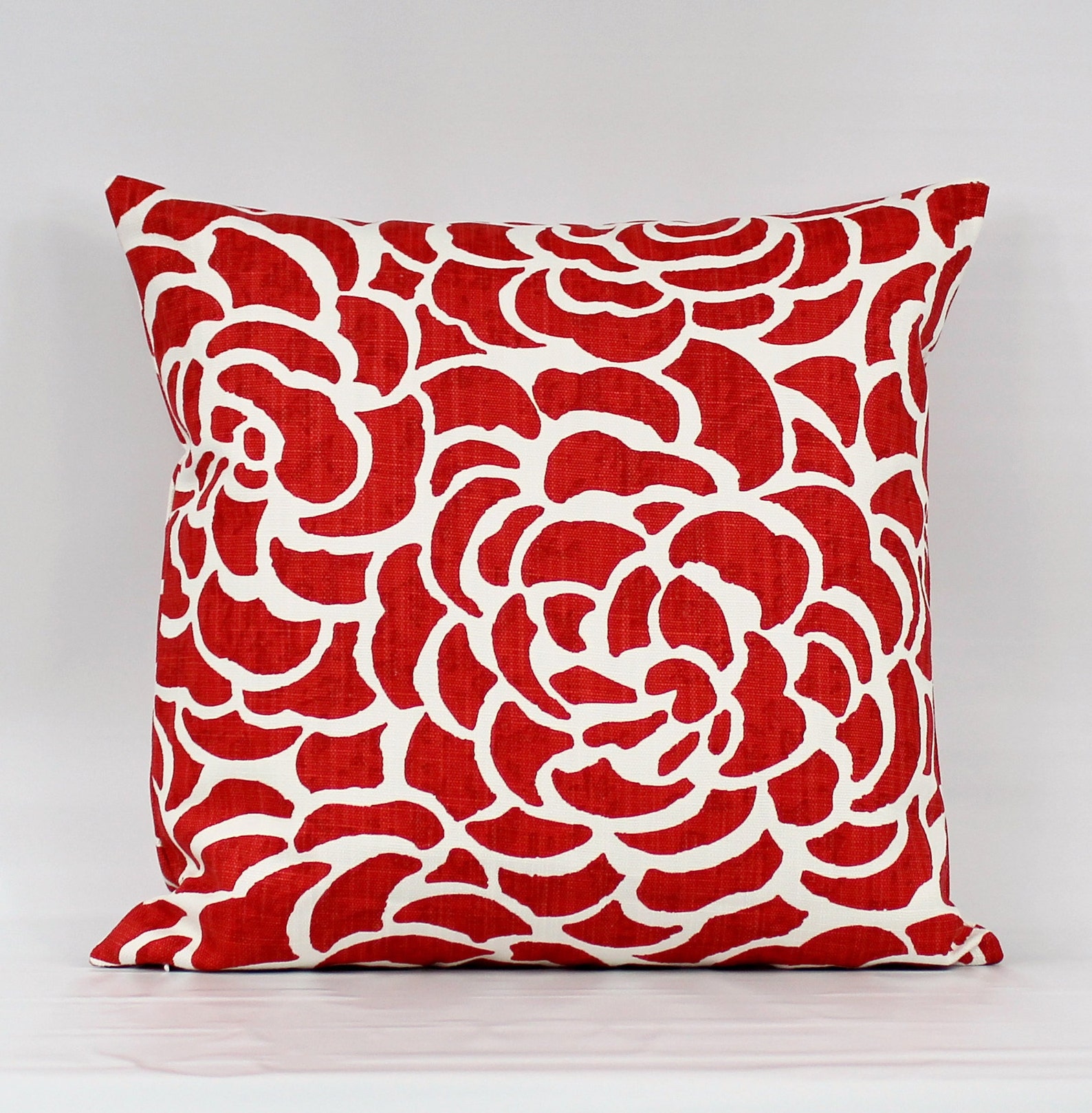Red Throw Pillow Cover, Red Pillows, Red Floral Pillow, Red White ...