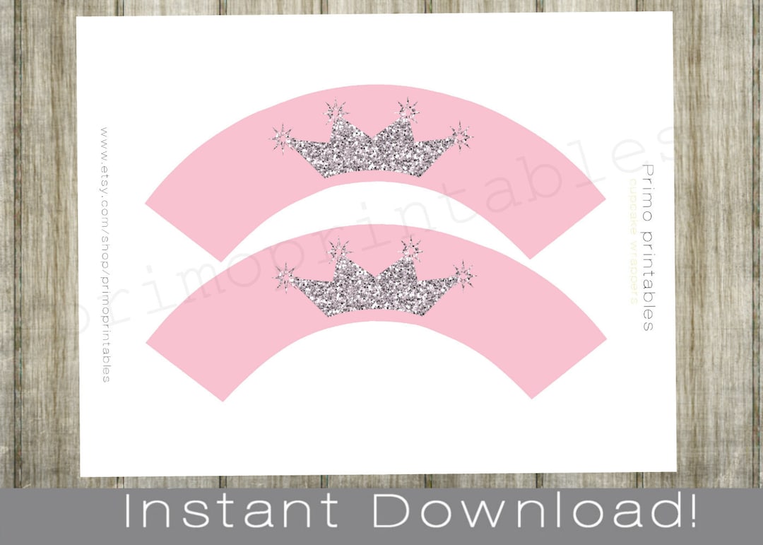 Princess Party Printable Cupcake Wrappers INSTANT DOWNLOAD ,pink With ...