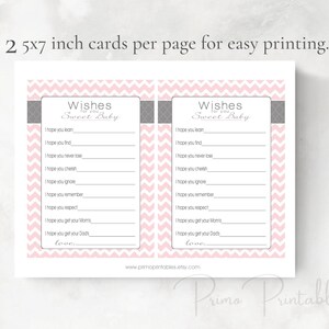 Baby Shower Wishes for Baby Girl , Pink Chevron and Gray , INSTANT ...