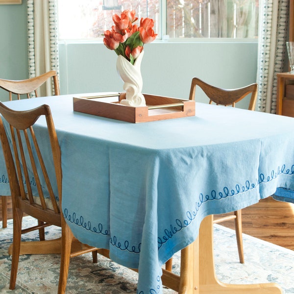 Blue Table Cloth - Etsy