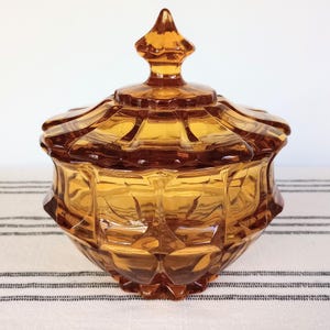 Fenton Valencia Candy Dish Amber Glass Colonial Covered Container - Etsy