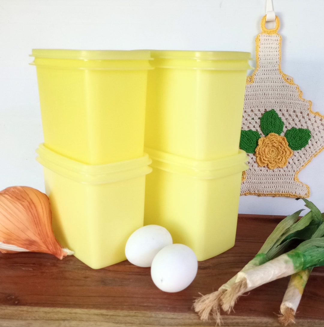 Tupperware Canisters Shelf Saver Stacking Storage Containers Yellow ...