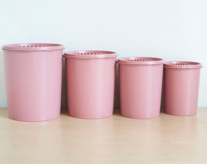 Vintage Rose Pink Tupperware Nesting Kitchen Canister Set, Tupper Ware ...
