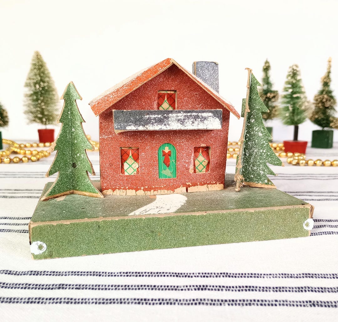 Vintage Putz House Cardboard Christmas Village Chalet, Dolly Toy USA - Etsy
